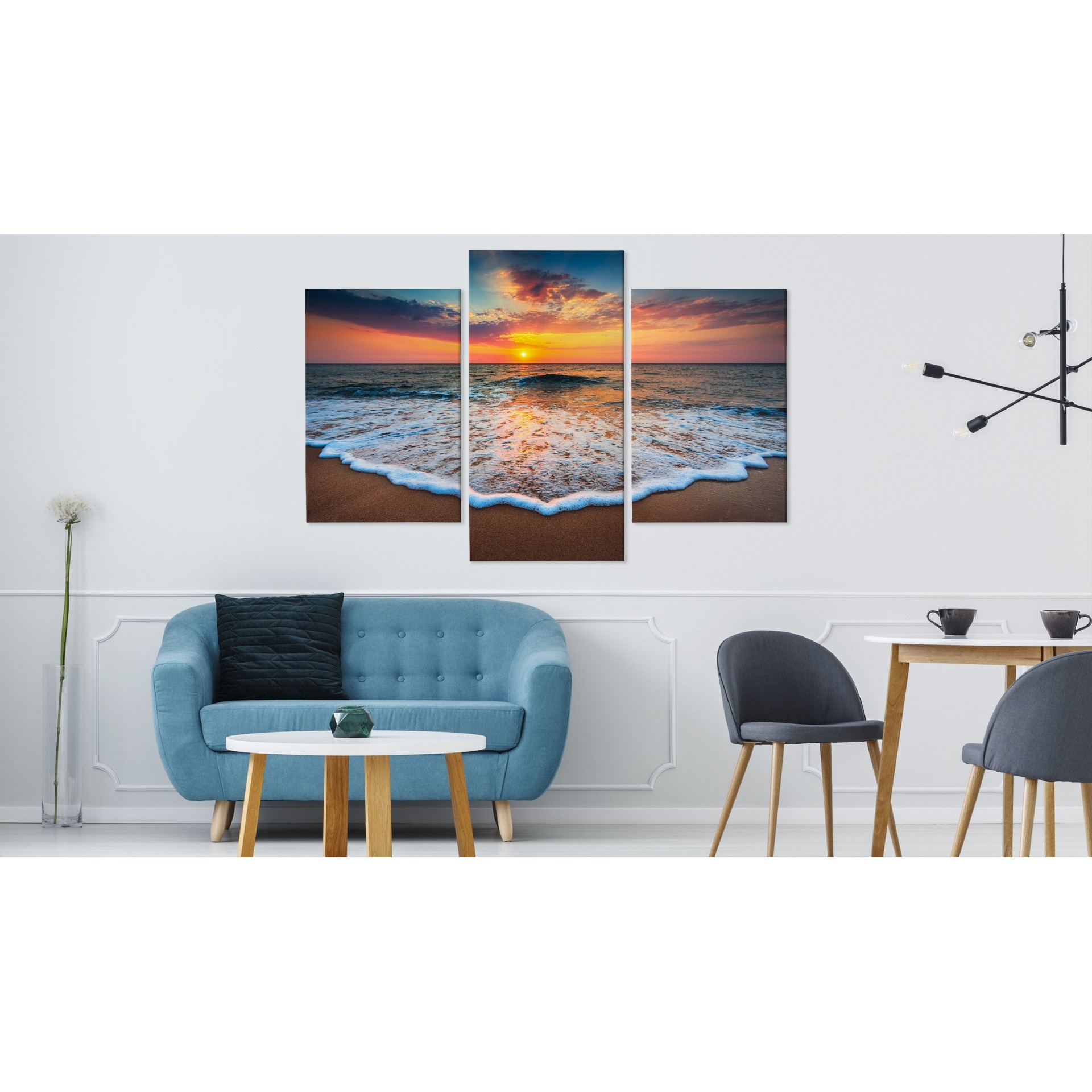 Tablou TRIPTIC Mare Valuri Soare Peisaj 3D 90cm x 60cm Soare, Cer, Nori ...
