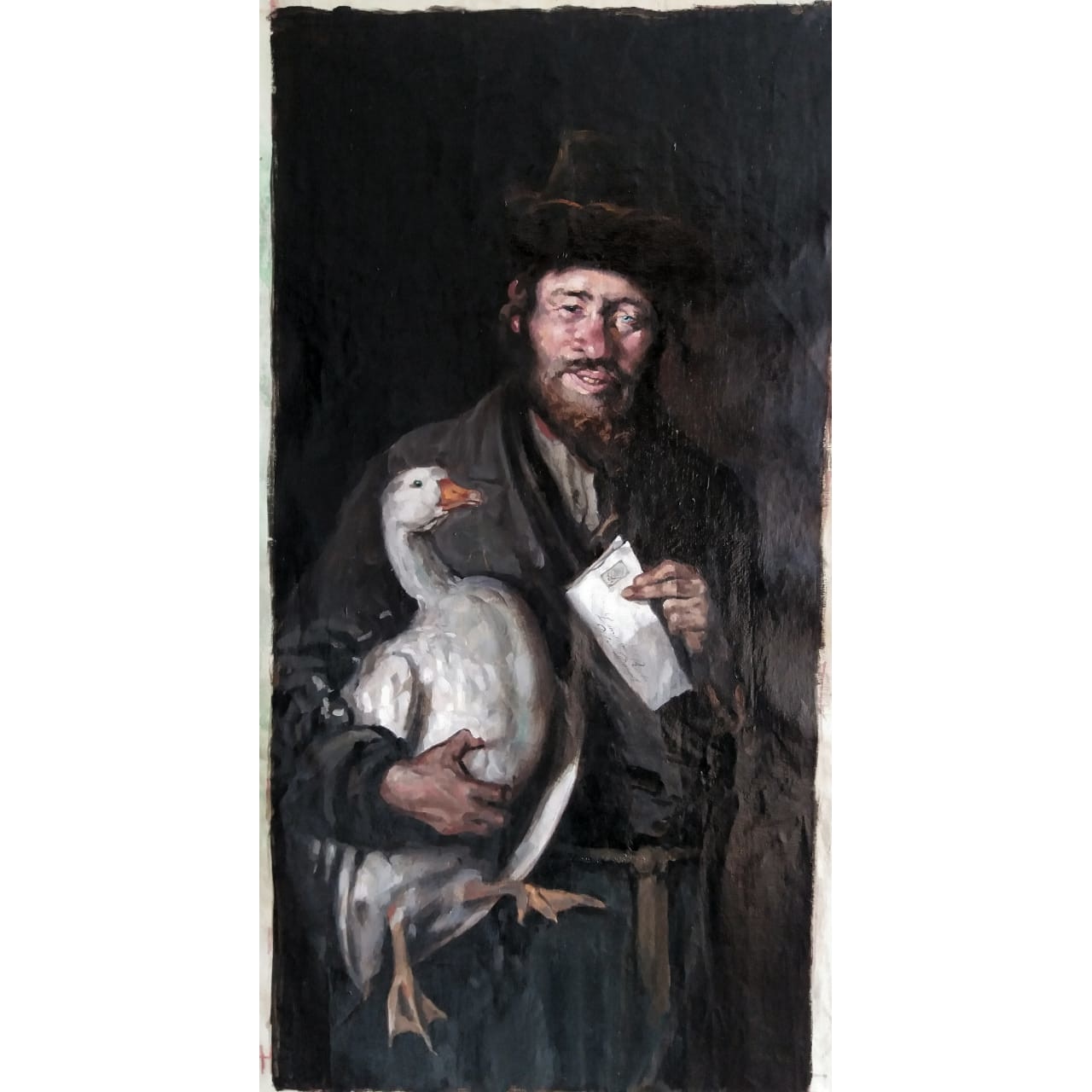 Evreu cu petitie, taran cu gasca, reproducere pictor Nicolae Grigorescu ...