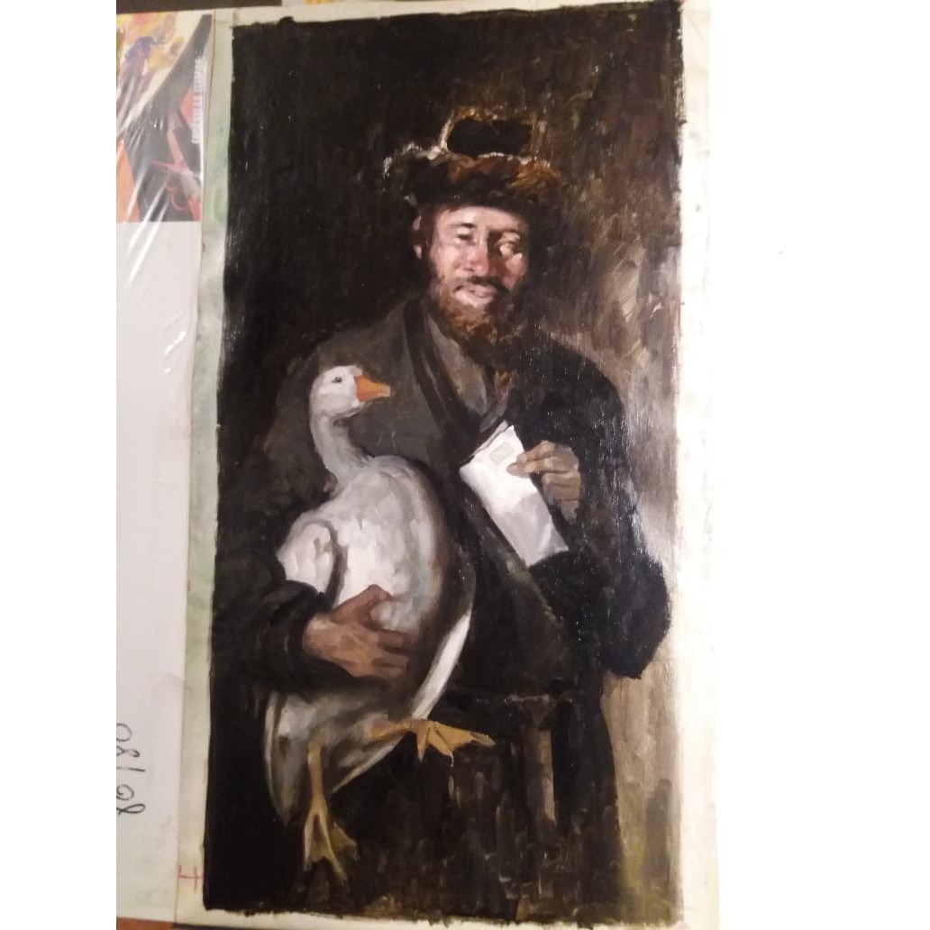 Evreu cu petitie, taran cu gasca, reproducere pictor Nicolae Grigorescu ...