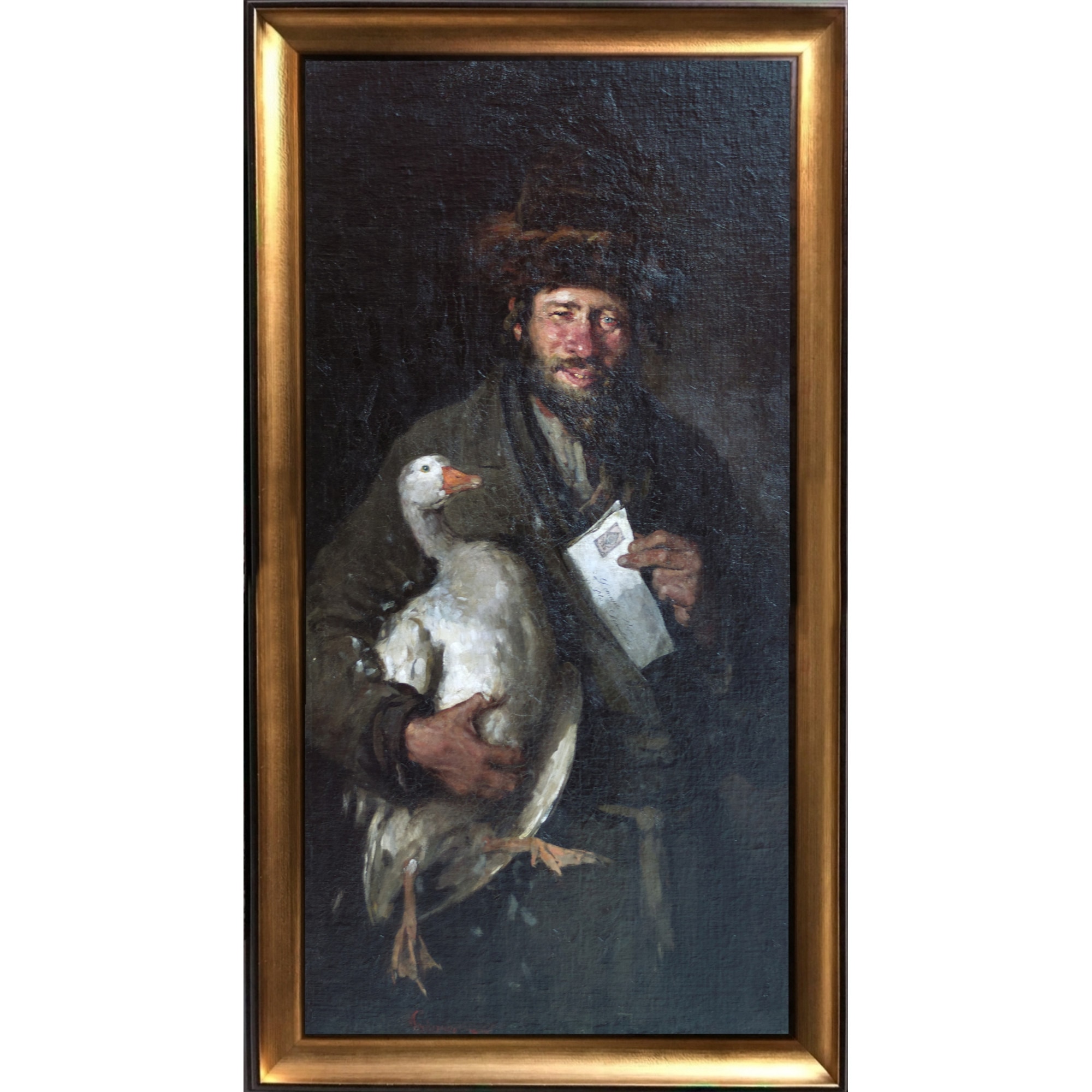 Evreu cu petitie, taran cu gasca, reproducere pictor Nicolae Grigorescu ...