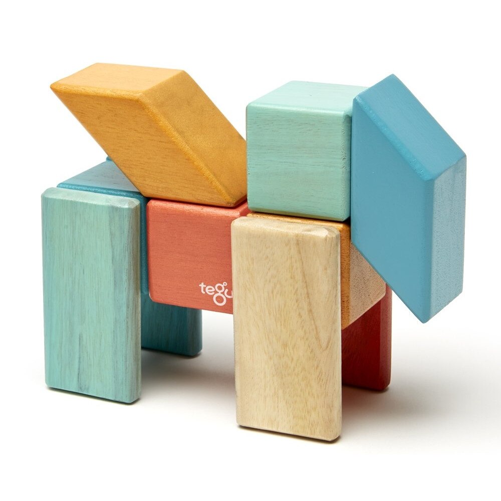Set de cuburi magnetice din lemn Tegu 24 Piese Sunset - eMAG.ro