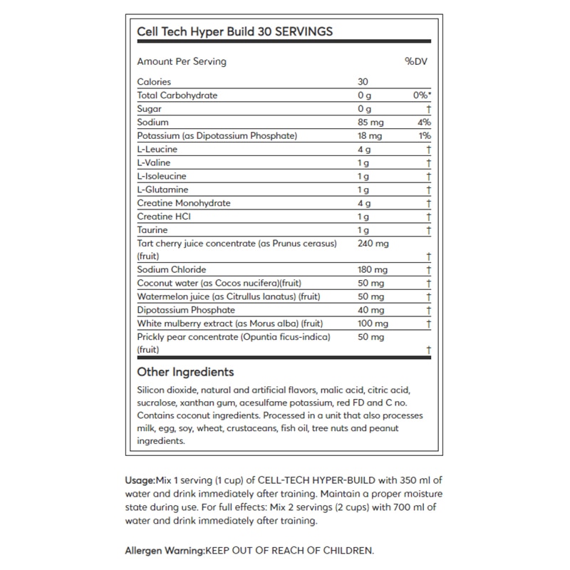 Creatina Muscletech Cell Tech Hyper Build, Blue Raspberry, 483g, 30 ...