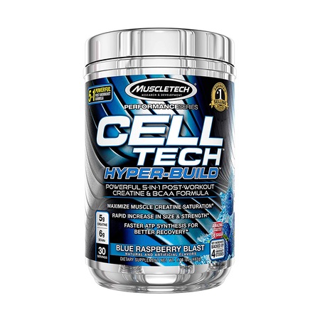 Кератин Muscletech, Cell Tech Hyper Build, Blue Raspberry, 483 гр, 30 ...