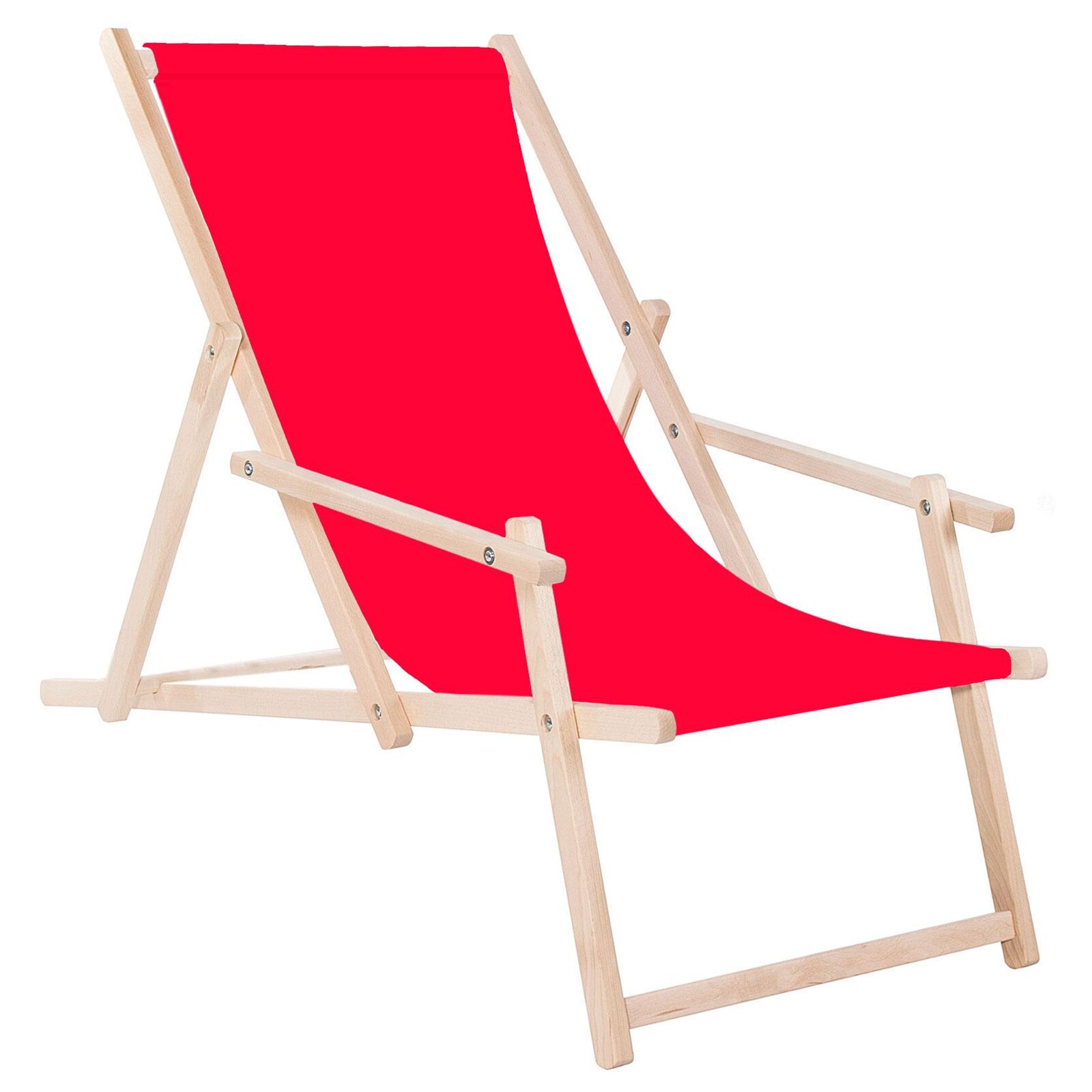 Sezlong cu brate pliabil din lemn de fag Sersimo DC3RED10, 120kg, rosu ...