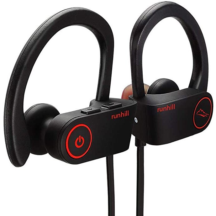 Casti fara fir, Runhill, Bluetooth, Negru/Rosu - eMAG.ro