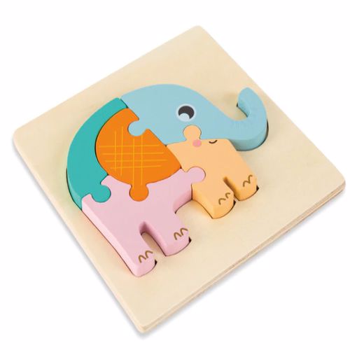Puzzle lemn, elefant,5 piese - eMAG.ro