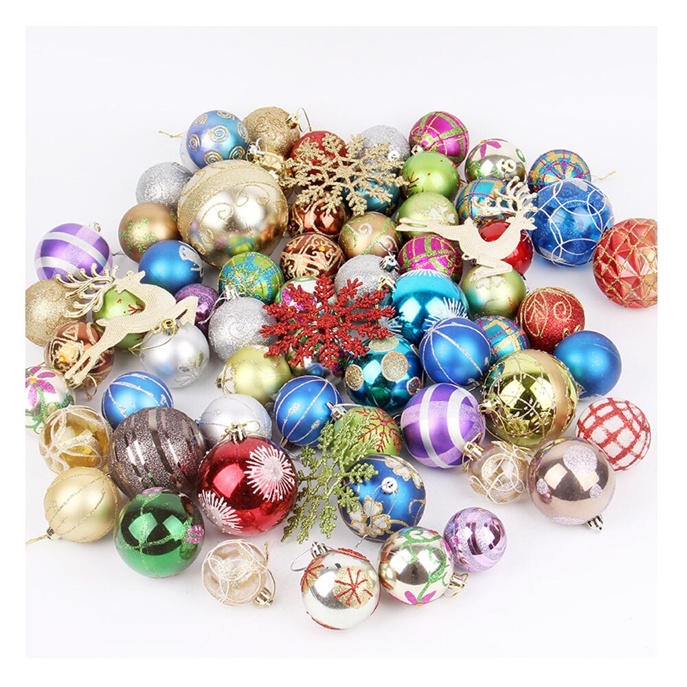 Комплект от 60 пластмасови коледни топки, Многоцветни - eMAG.bg