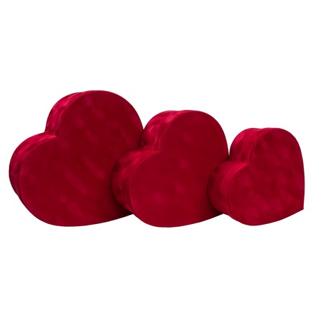 Set 3 cutii in forma de inima din catifea, rosu / SL269_R - eMAG.ro