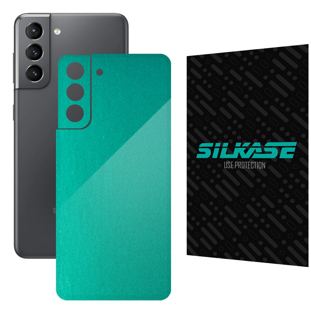 Folie skin SILKASE pentru Samsung S22 Plus, turcoaz metalic, protectie ...
