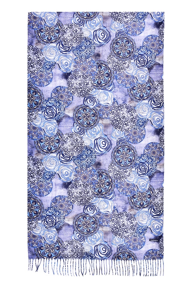 Fular pictat D, Dacali, casmir, gri/albastru - eMAG.ro