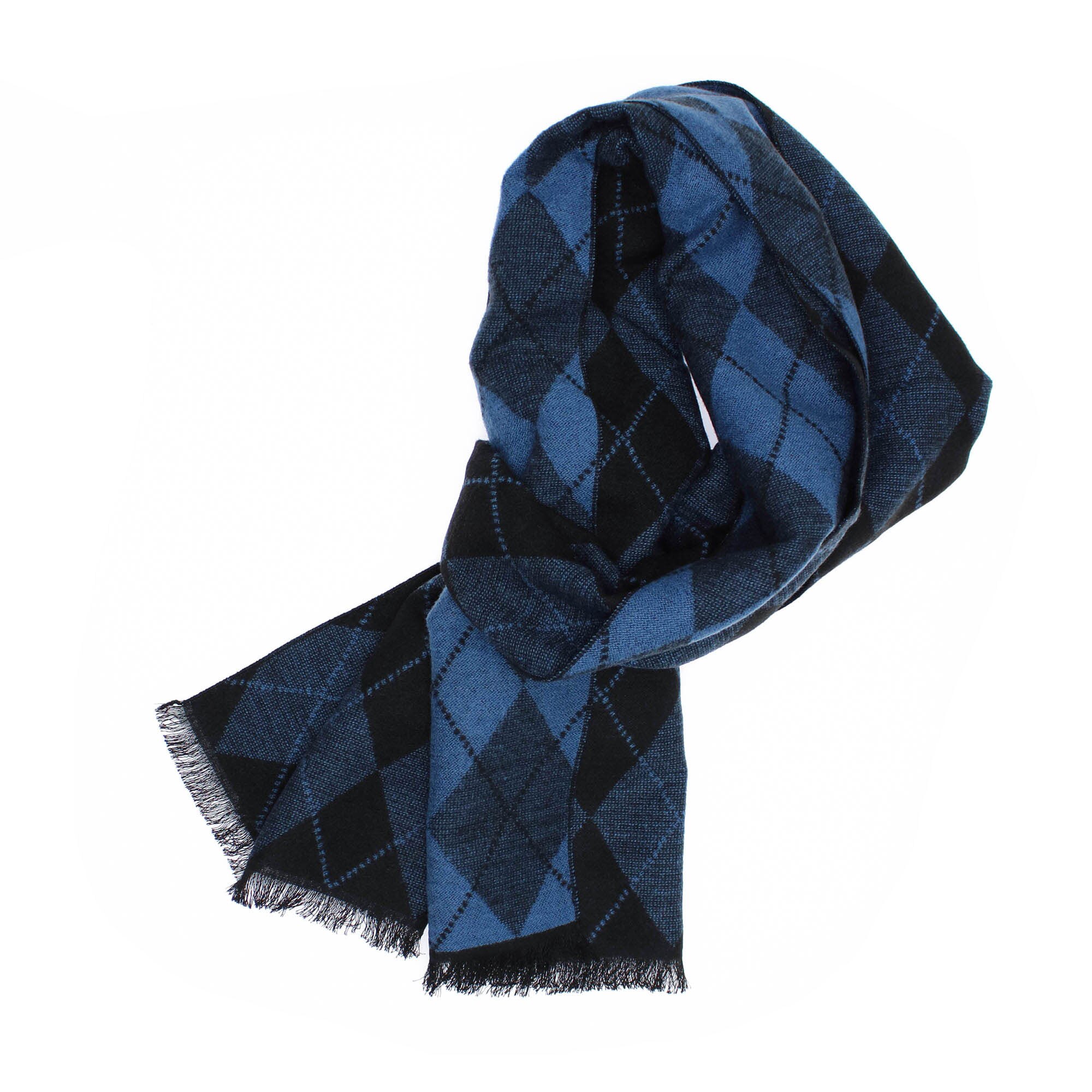 Esarfa barbati, din 100% casmir / pashmina, Negru cu carouri, 30 x 188 ...