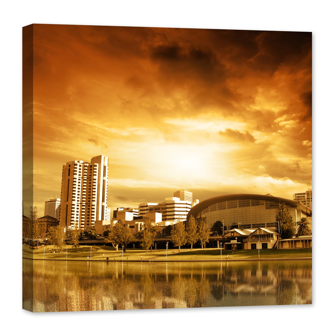 Tablou luminos in intuneric, GlowforHome, Apus de soare auriu Adelaide ...