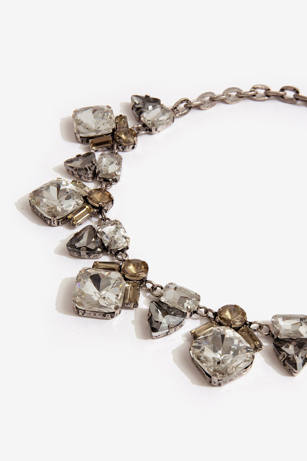 NALI, Colier decorat cu cristale, Maro bronz, Argintiu inchis - eMAG.ro