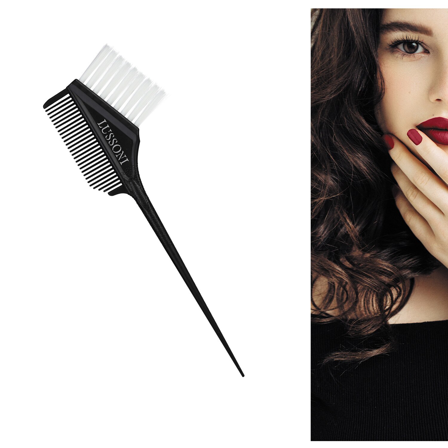 Pensula pentru vopsit parul, TB 031, Lussoni, 2 fete, Nylon, Negru ...