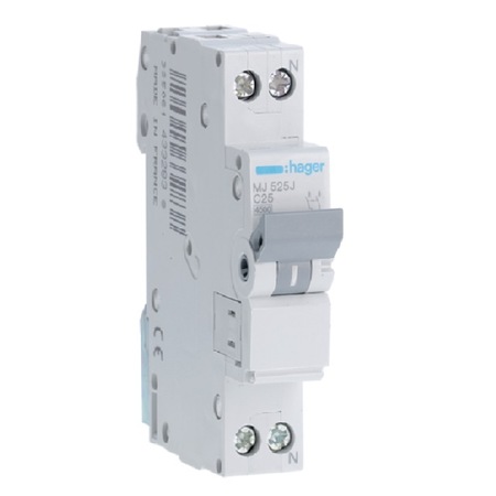 Disjunctor 1P+N, 25A, 4,5kA, C, 1M, Hager - eMAG.ro