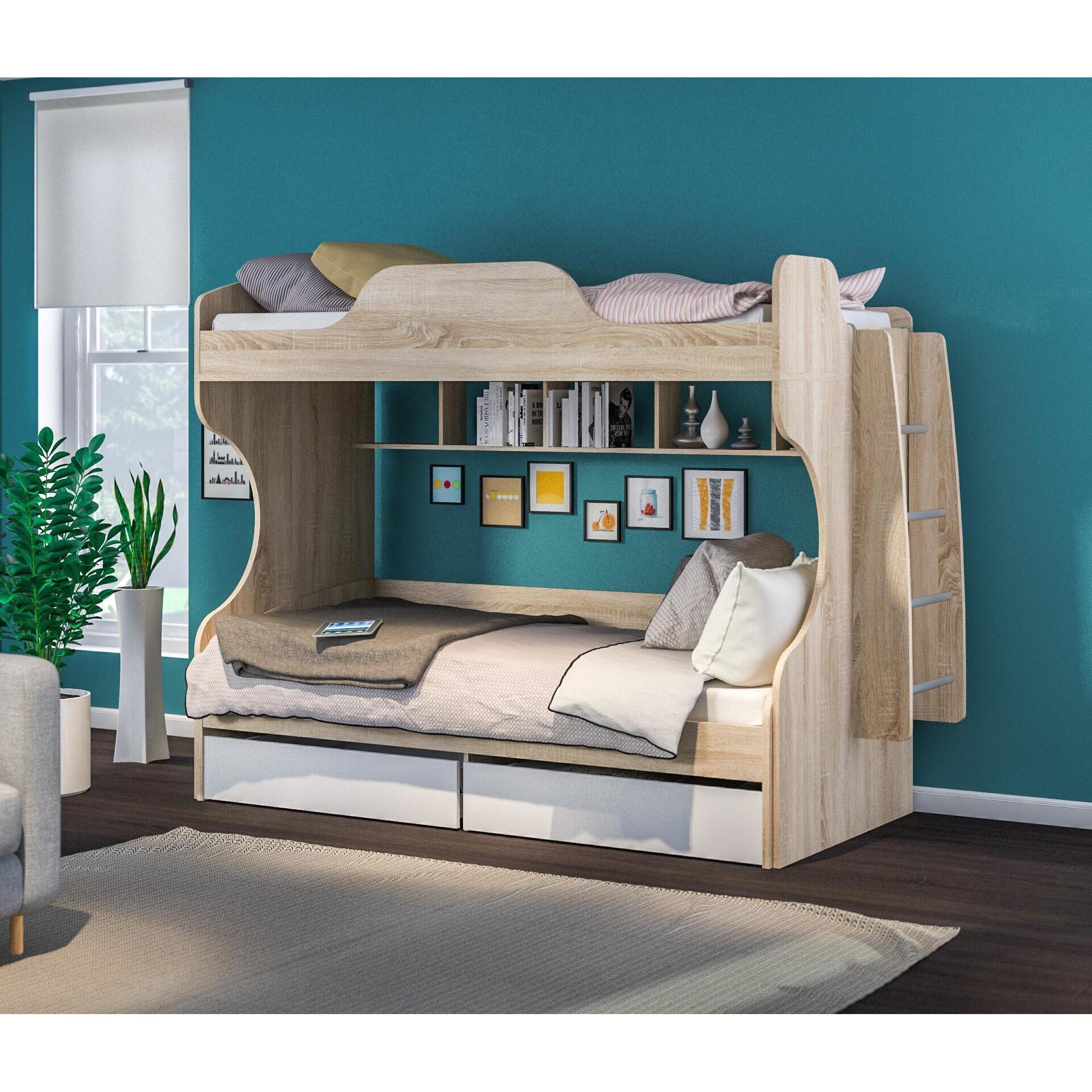 Pat supraetajat Sani Mambo SB-2871 210,4x95x170,4 cm Stejar sonoma cu ...