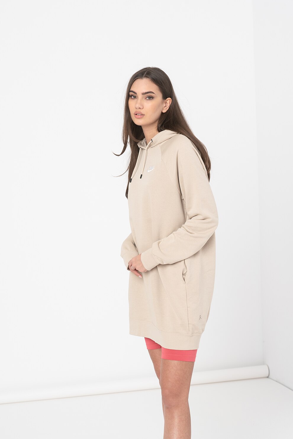 Nike, Rochie tip hanorac din jerseu Essential, Maro nisip, L - eMAG.ro