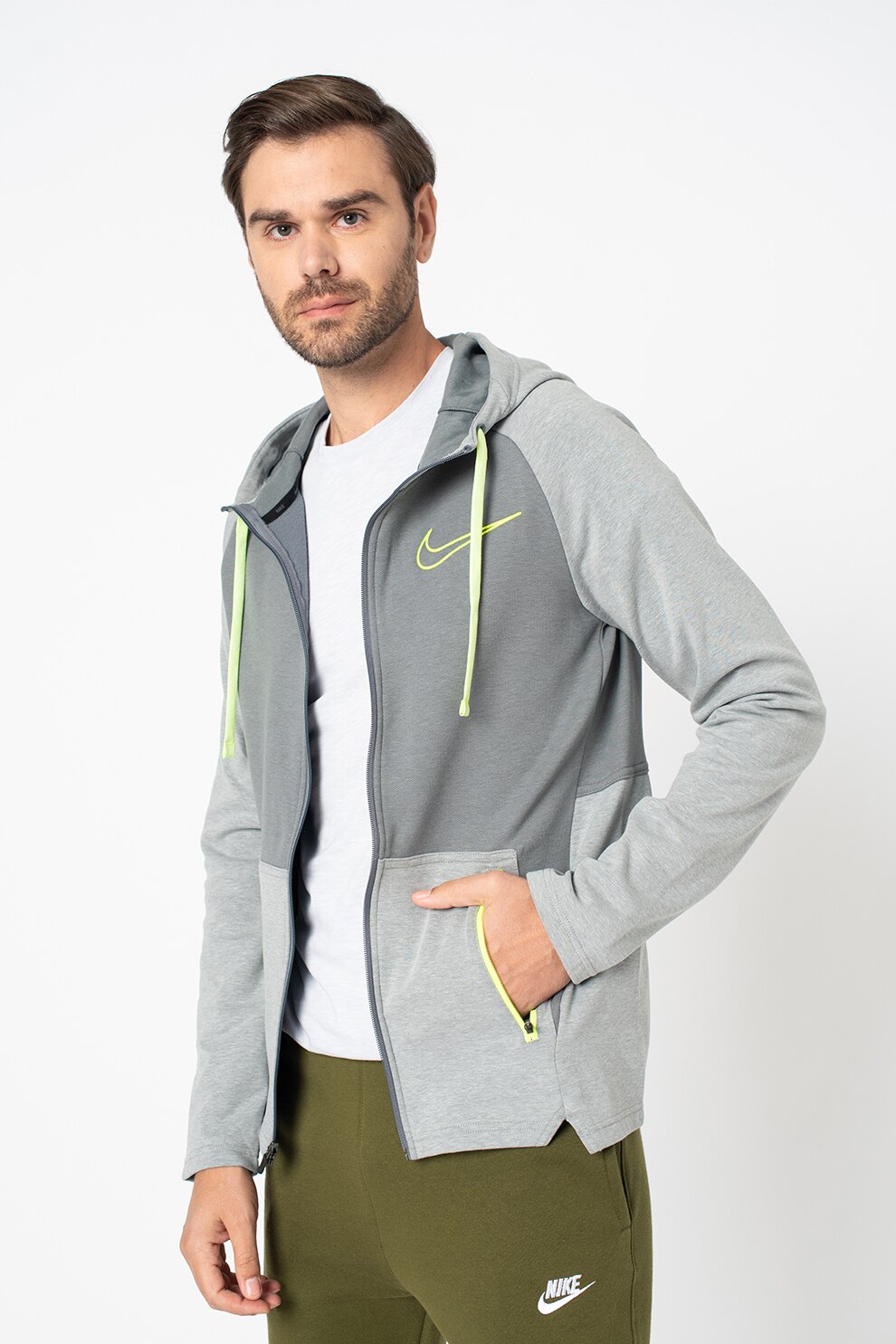 Nike, Hanorac cu fermoar si logo pentru fitness - eMAG.ro