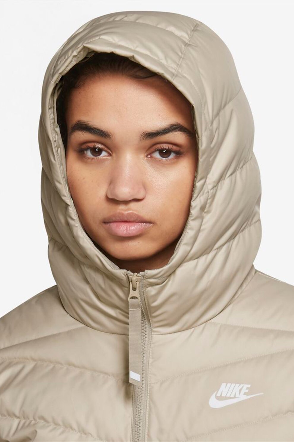 Nike, Geaca cu umplutura de puf si gluga Windrunner, Bej, XL - eMAG.ro