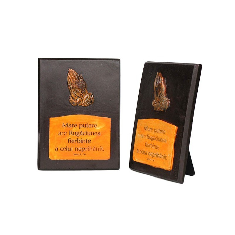 Aplica din rasina maini in rugaciune - Iacov 3:16 - eMAG.ro