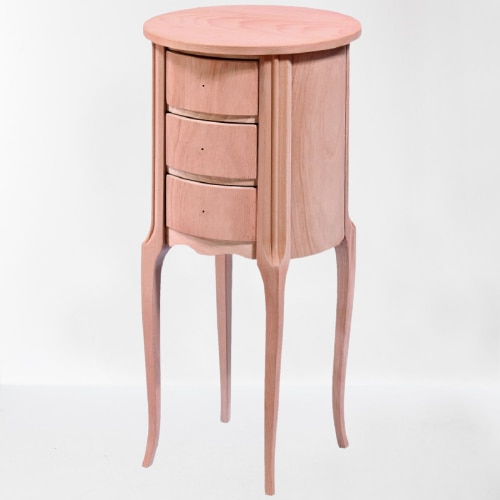 Noptiera rotunda din lemn masiv cu 3 sertare 35x35x71 - eMAG.ro