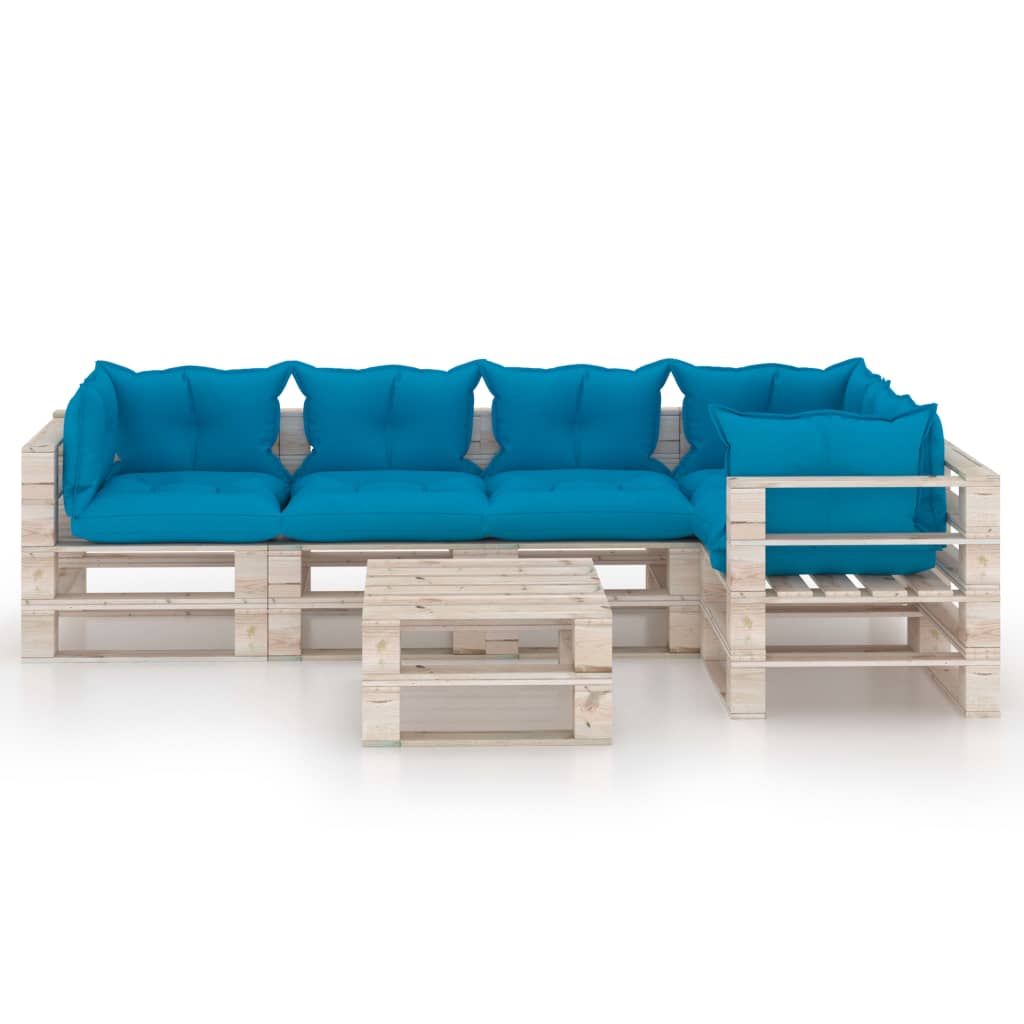 Set mobilier gradina din paleti, 6 piese, cu perne, lemn de pin - eMAG.ro