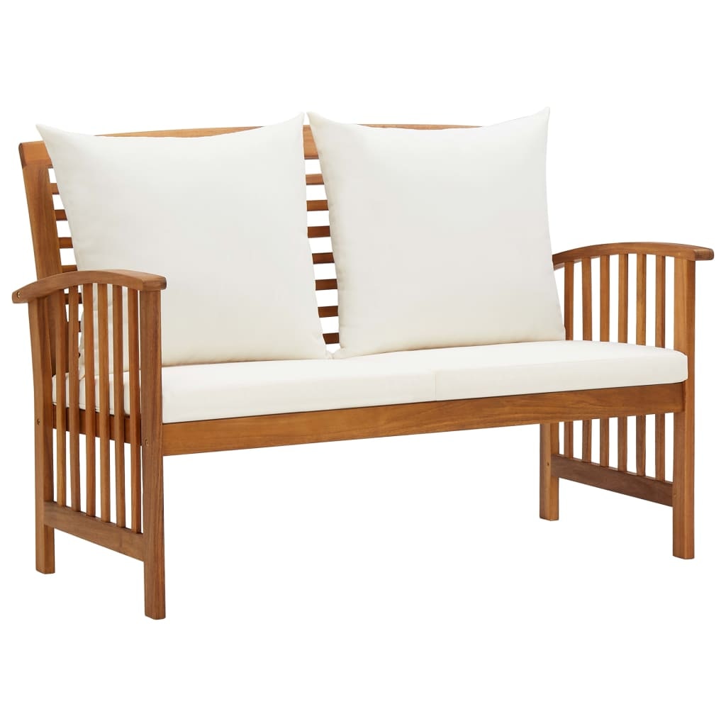 Set mobilier de gradina cu perne, vidaXL, 4 piese, lemn masiv de acacia ...