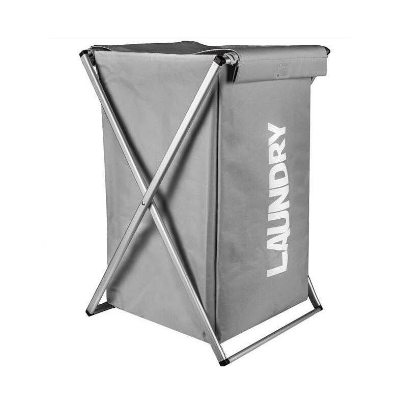 Cos pliabil pentru depozitarea rufelor, Suport Aluminiu, Gri, 76 litri ...