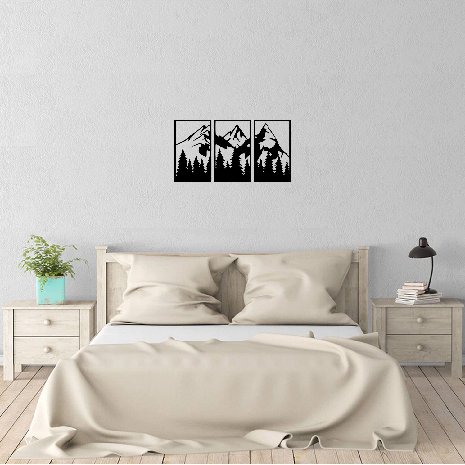 Decor perete Munte din 3 Parti HH702 din lemn 56x30 cm - eMAG.ro