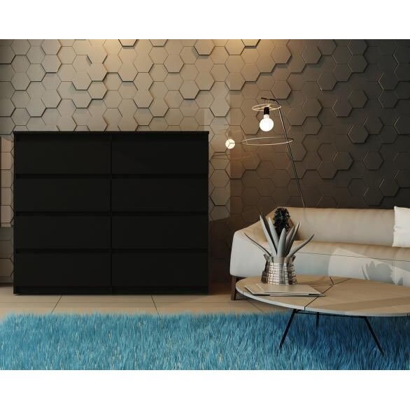 Comoda, 8 Sertare, 140x100x35 cm, negru - eMAG.ro