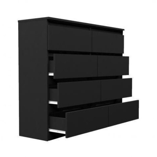 Comoda, 8 Sertare, 140x100x35 cm, negru - eMAG.ro
