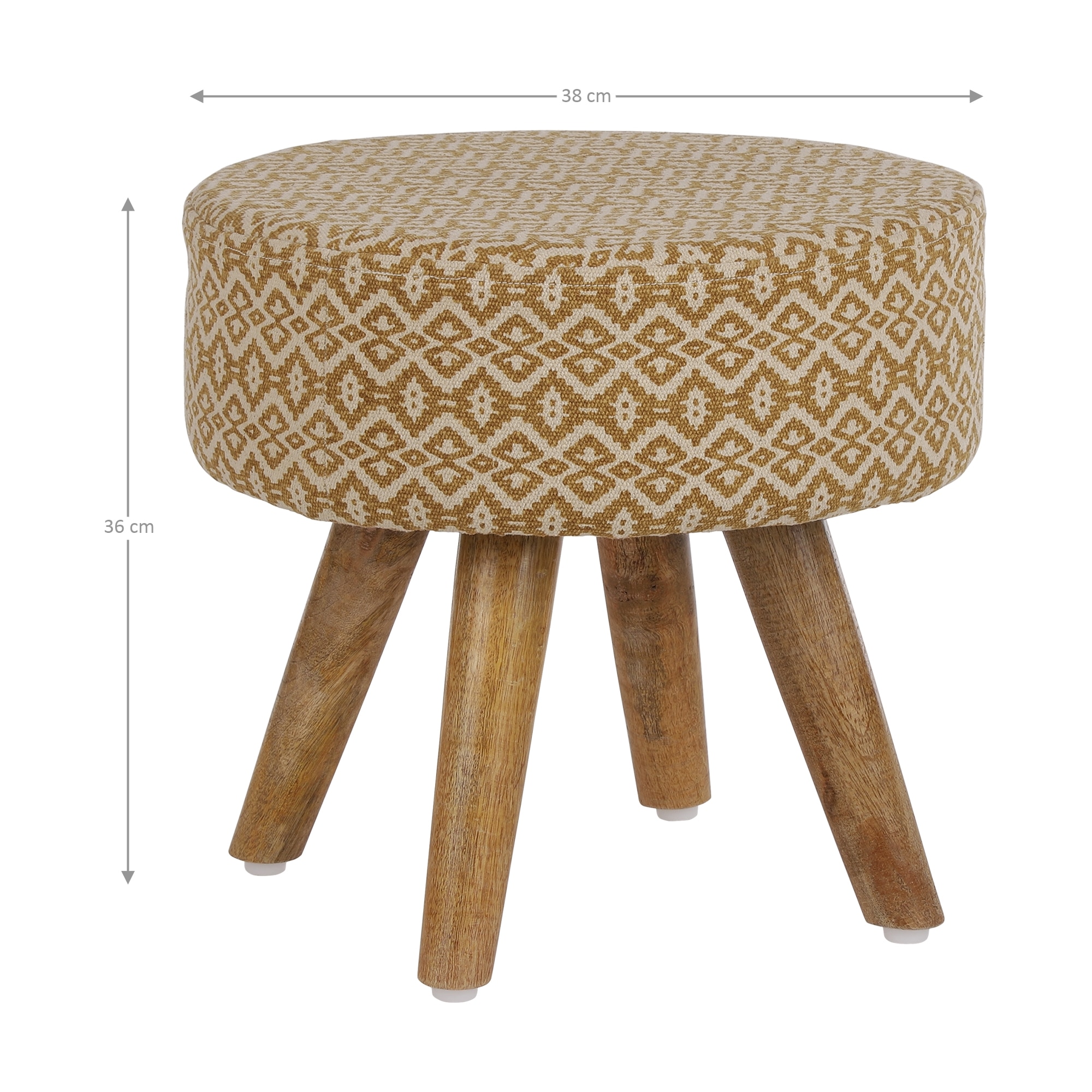 Taburet cu 4 picioare, Womo-Design, 38 x 36 cm, lemn/tesatura, alb ...