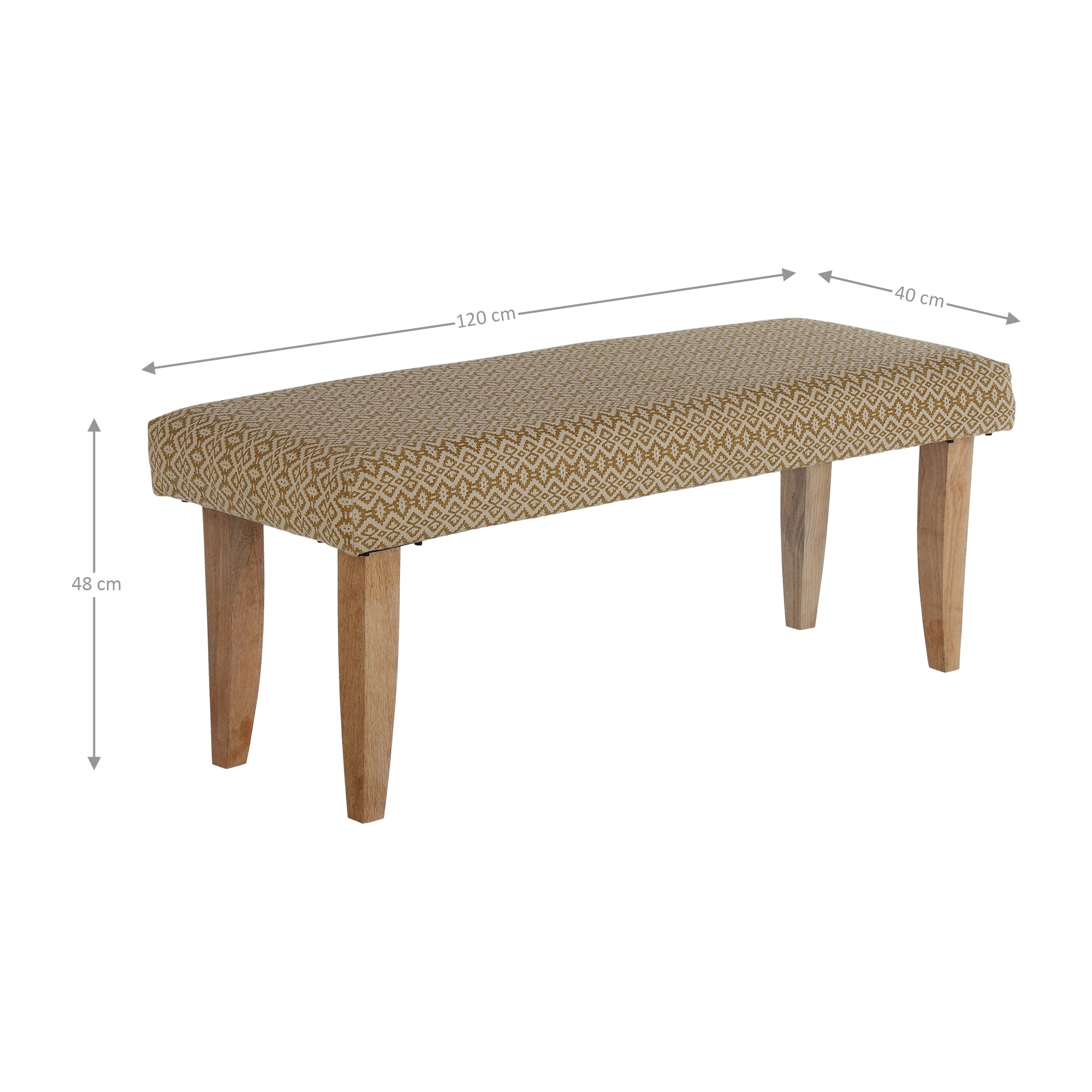 Bancheta pat Palma WOMO-DESIGN 120 x 48 x 40 cm alba/aurie cu tapiterie ...