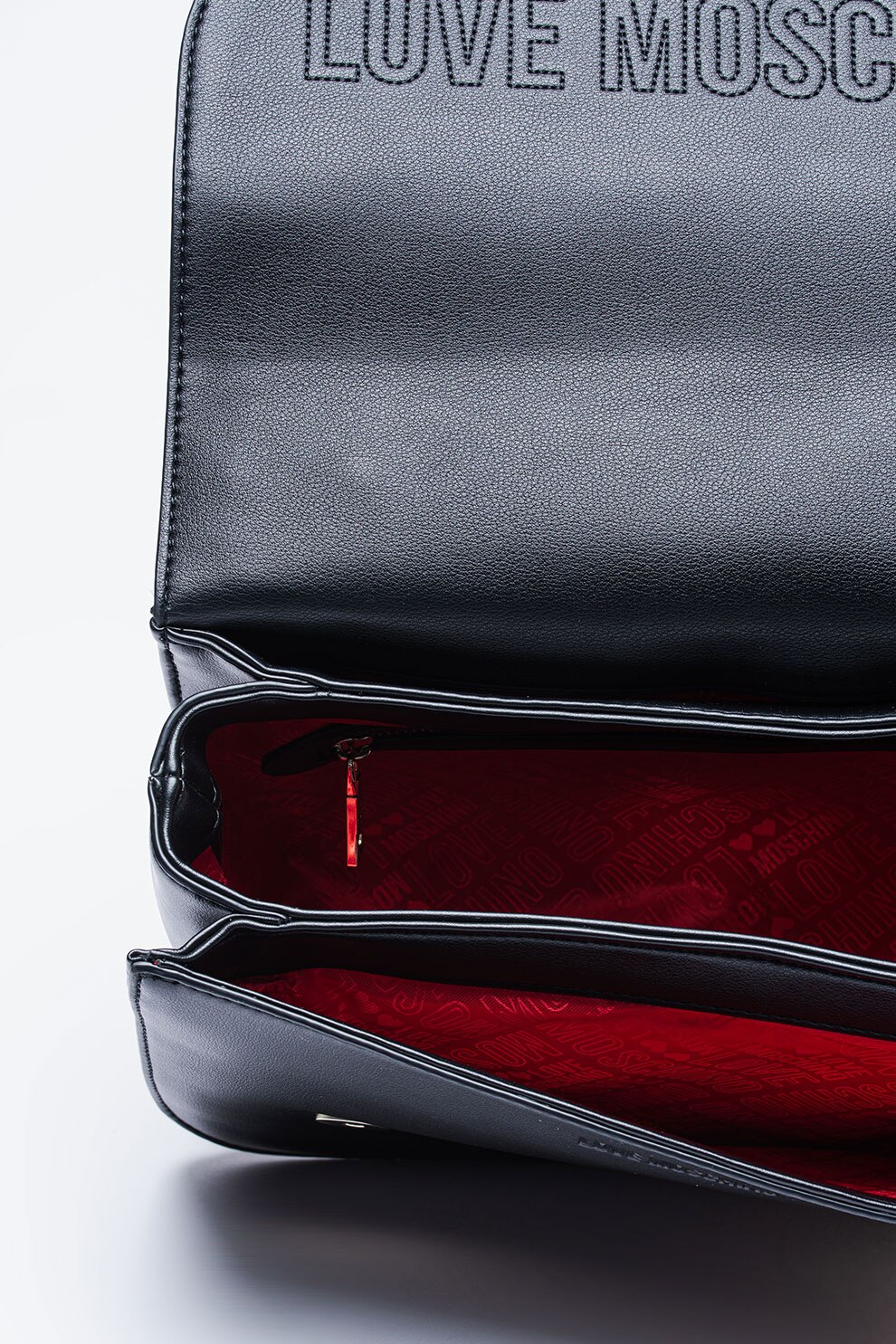 Love Moschino, Geanta de piele ecologica cu bareta de umar si logo ...