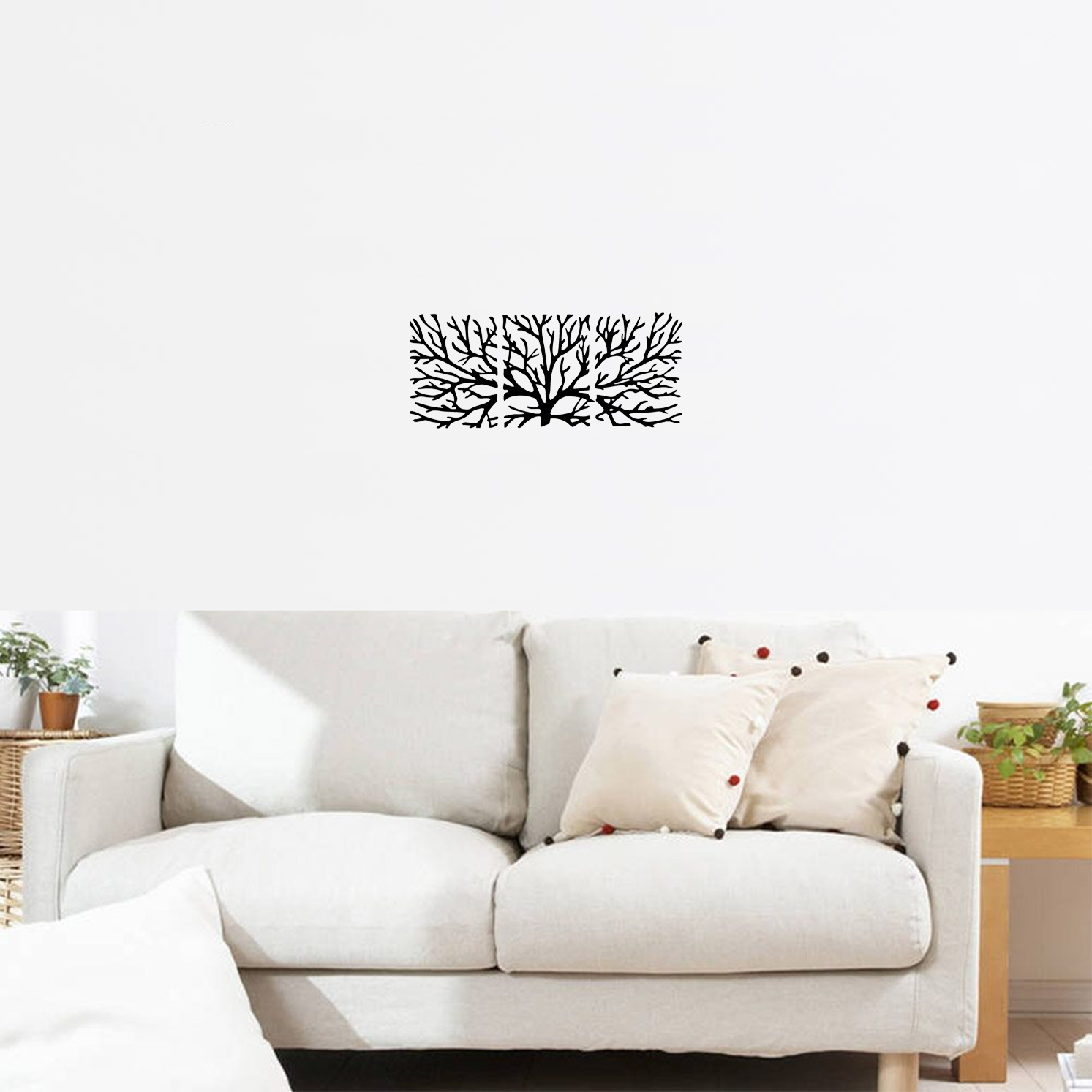 Decor perete Ramuri Copac din 3 Parti HH683 din lemn 57x25 cm - eMAG.ro