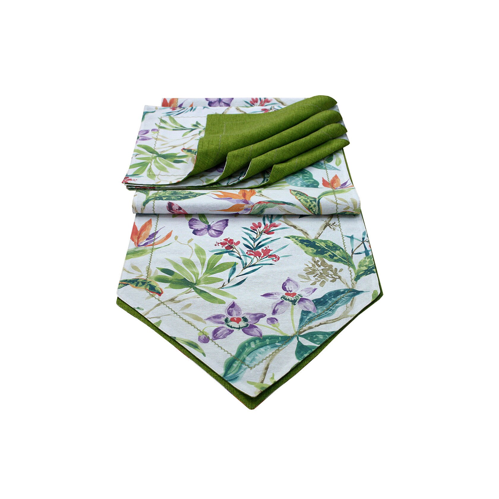 Set napron masa 40x240cm si 4 suport farfurii 35x45cm din damasc ...