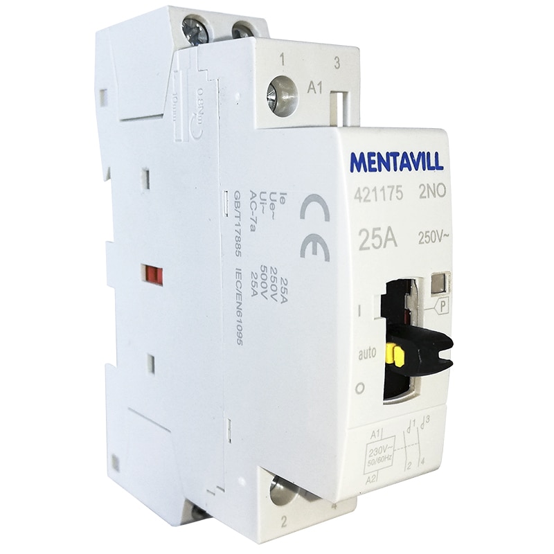 Contactor modular 2P, 25A, 2NO, 230V, blocabil, Mentavill - eMAG.ro