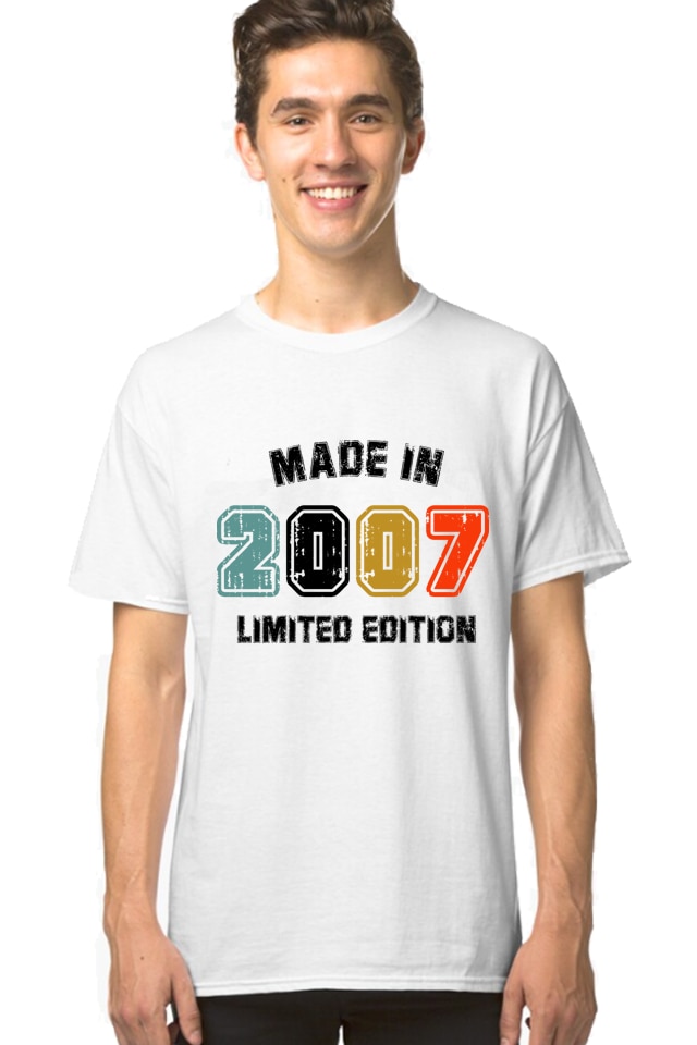 Персонализирана мъжка тениска "Made in 2007 Limited Edition", бяла, L ...