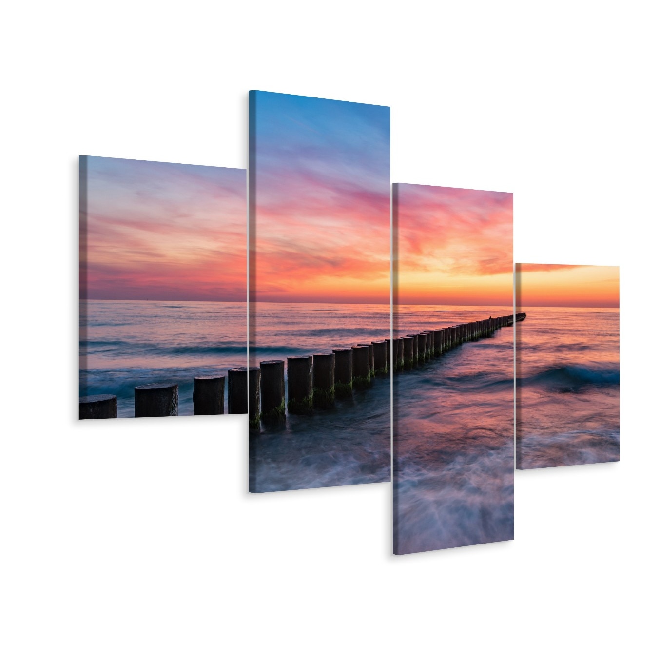 Tablou 4 Piese MAREA BALTICA Priveliste 3D 160cm x 100cm Peisaj, Cerul ...