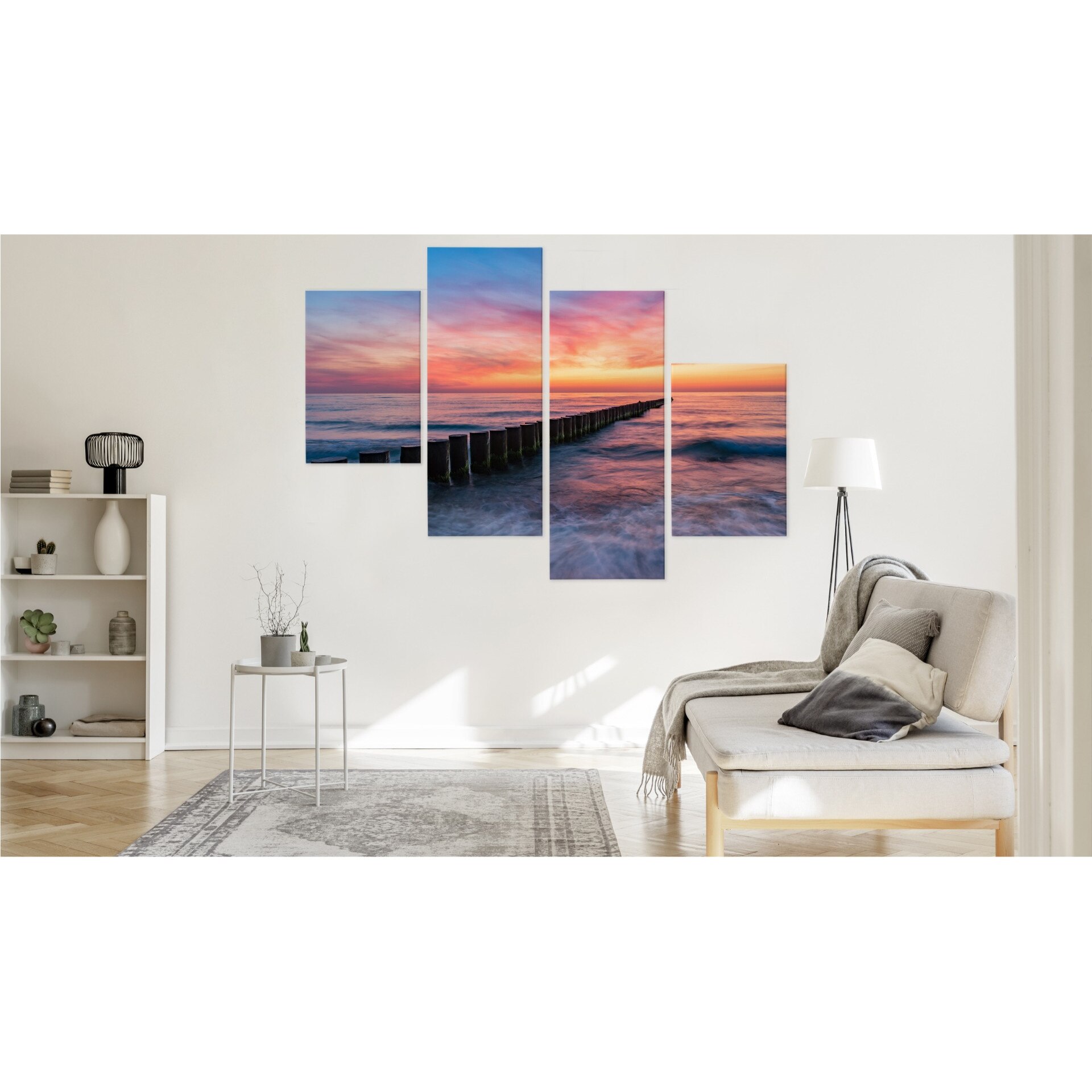 Tablou 4 Piese MAREA BALTICA Priveliste 3D 160cm x 100cm Peisaj, Cerul ...