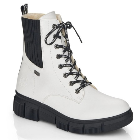 Cizme dama Rieker cu sireturi X3414-80 cu membrana hidrofuga alba 06153 ...