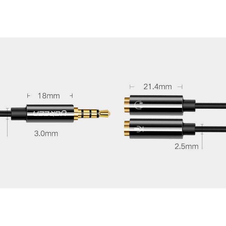 Cablu adaptor AUX Splitter mini jack 3,5 mm cu mufa microfon 20 cm ...