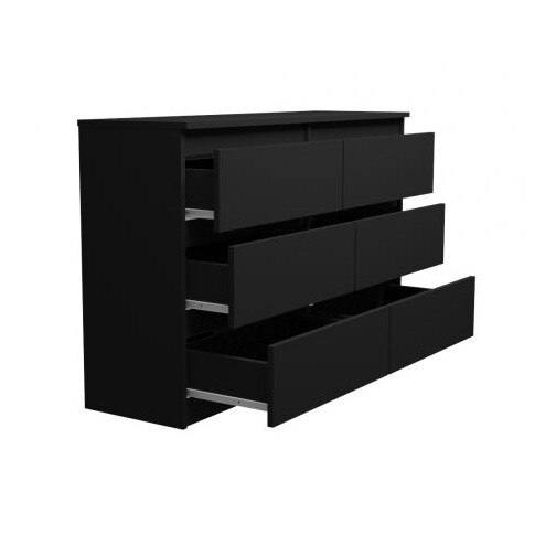 Comoda, 6 Sertare, 120 x 77 x 35 cm, Negru - eMAG.ro