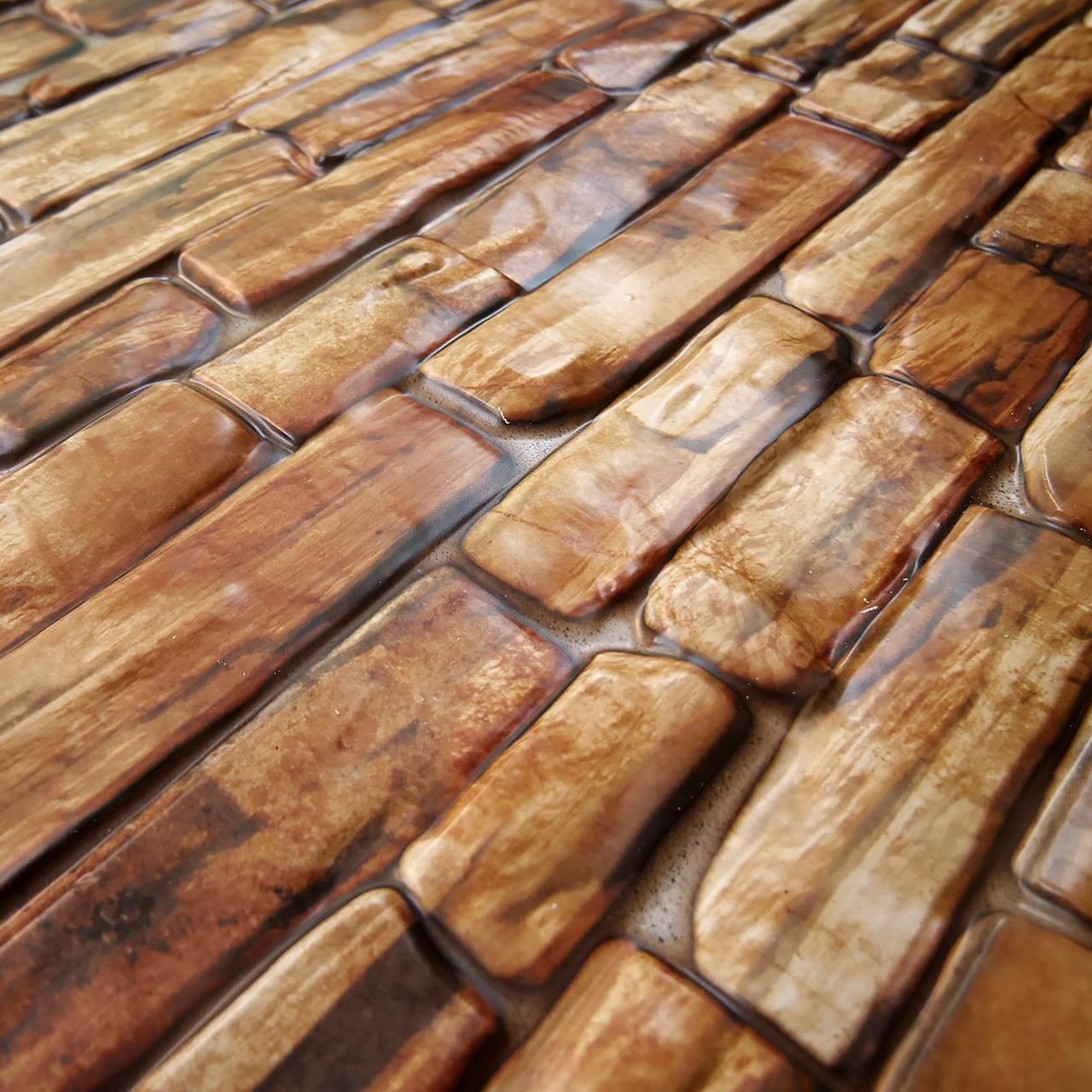 Panou decorativ, PVC, model piatra 3D, nuante maro, 96x48.5 cm - eMAG.ro