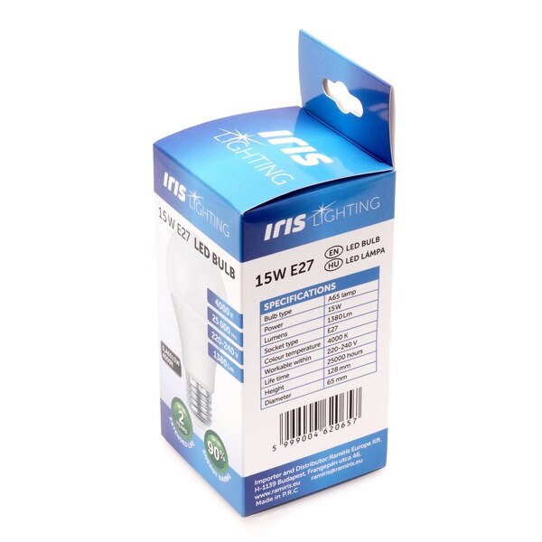 IRIS Lighting A65 LED източник на светлина, 15W, 4000K, 1380lm, E27 ...