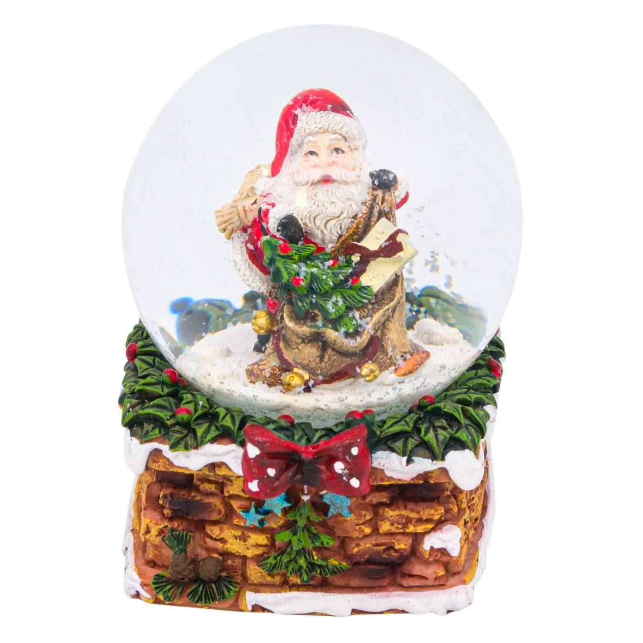 Glob de zapada colorat cu Mos Craciun, 8 cm - eMAG.ro