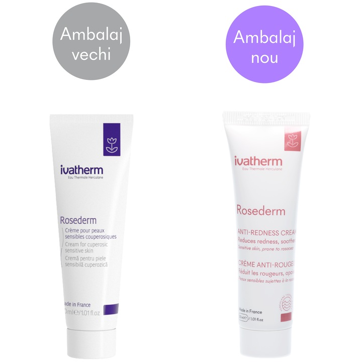Crema tratament cuperoza Rosederm, Ivatherm, pentru piele sensibila cu ...