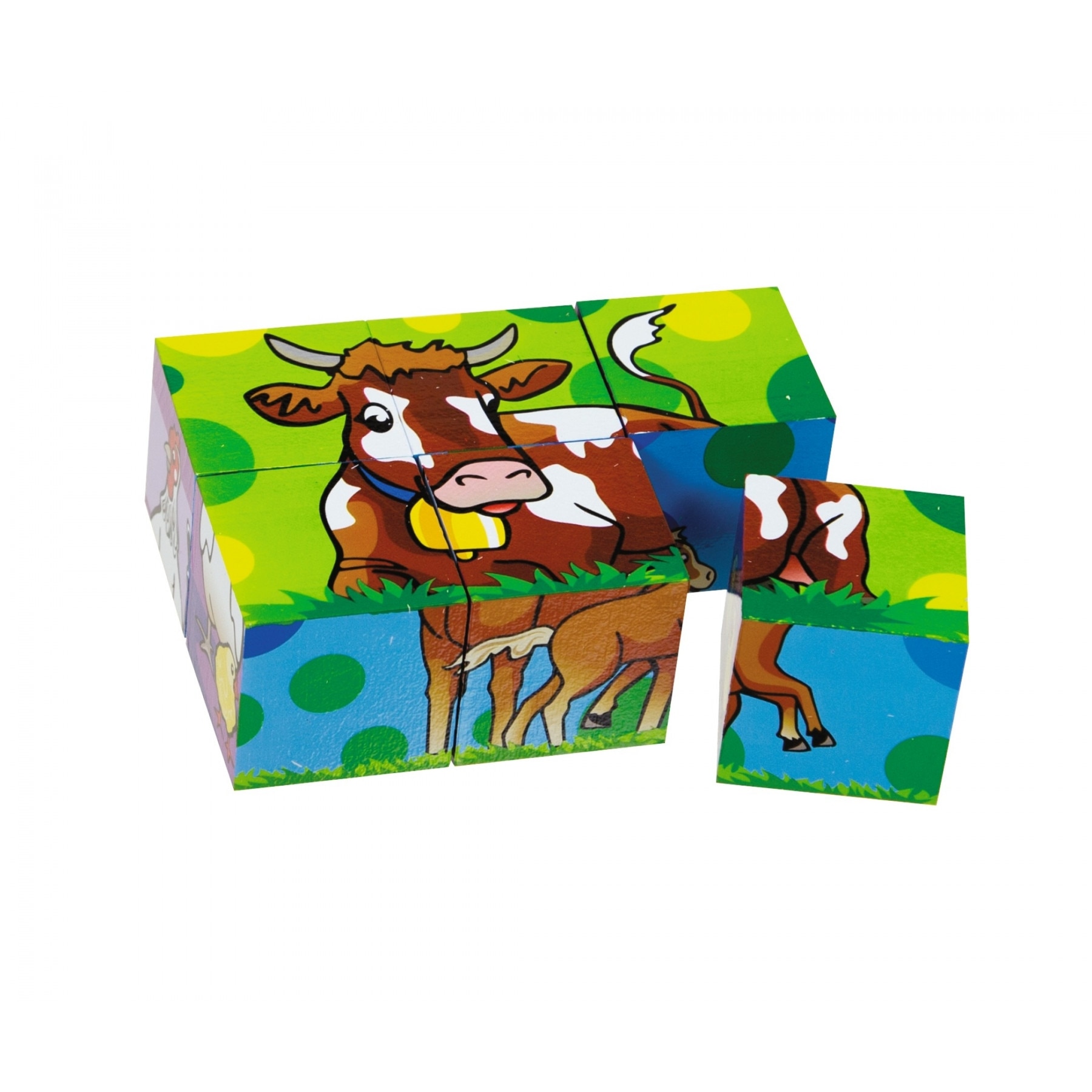 Set 6 cuburi puzzle DacEnergy©, 6 fete, 6 imagini animale domestice ...