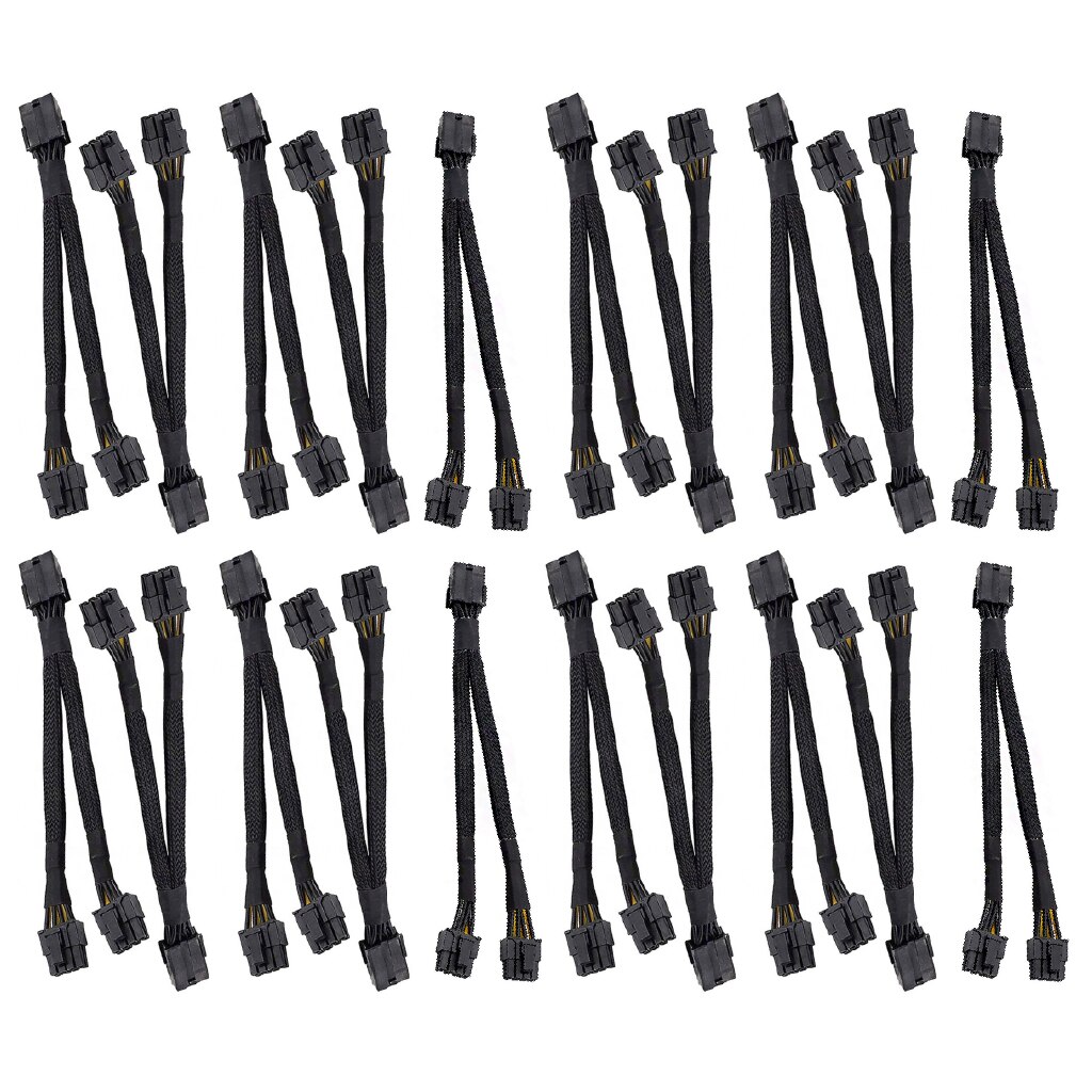 Комплект от 20 броя PCI-E 8 Pin Splitter Cable - 2x6 + 2 PIN - eMAG.bg