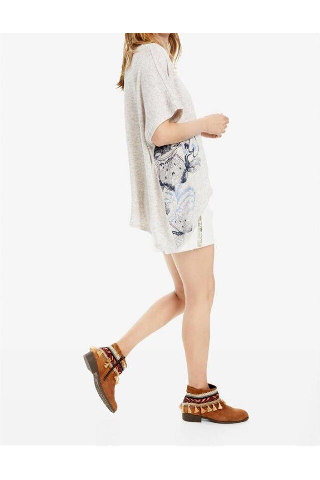 Bluza Lorna, cu maieu alb atasat, Alb/Gri, M - eMAG.ro